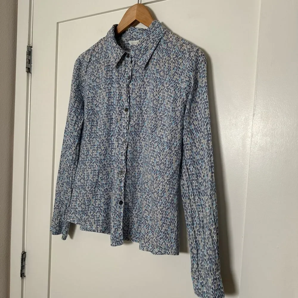 Garnet Hill | Tops | Garnet Hill Shirtsz 6p Blue Floral Button Up Long ...